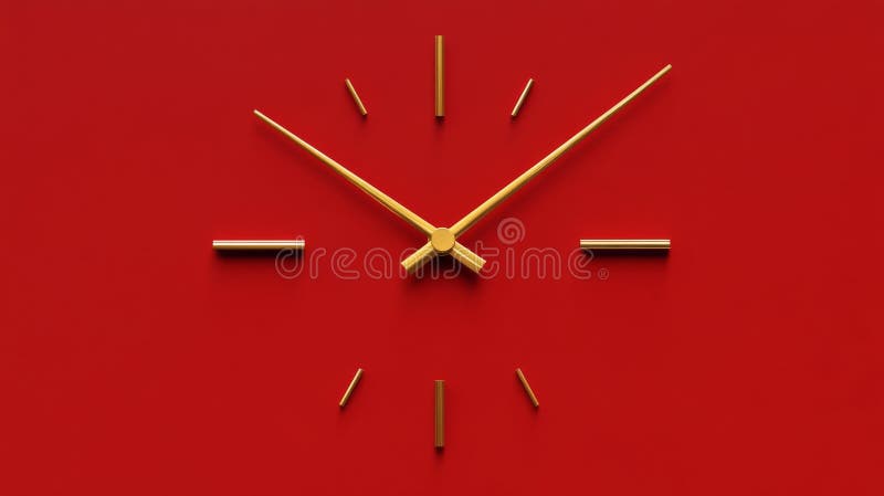 Elegant Minimalistic Wall Clock Design on a Red Background Showcasing ...