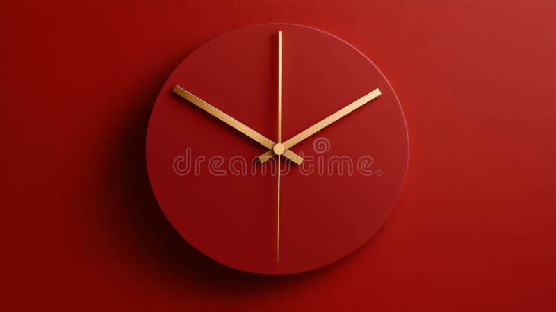 Elegant Minimalistic Wall Clock Design on a Red Background Showcasing ...