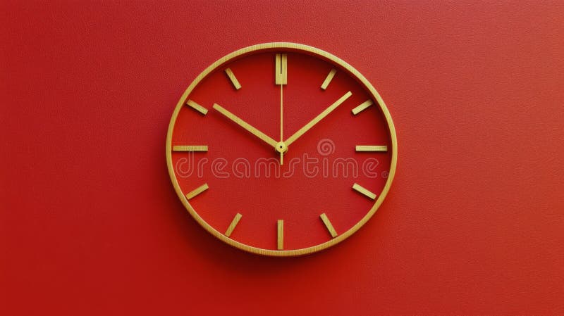 Elegant Minimalistic Wall Clock Design on a Red Background Showcasing ...