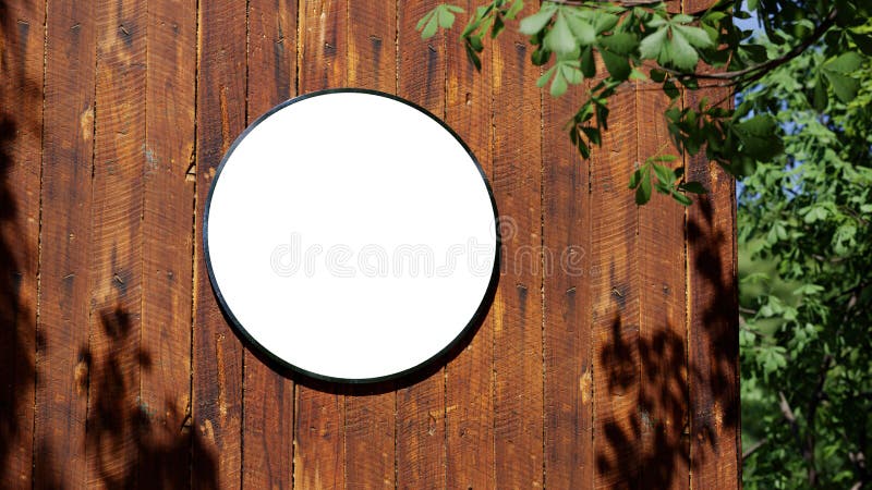 Minimalistic Wall Sign Mockup on a Wood Wall with Green Trees and ...