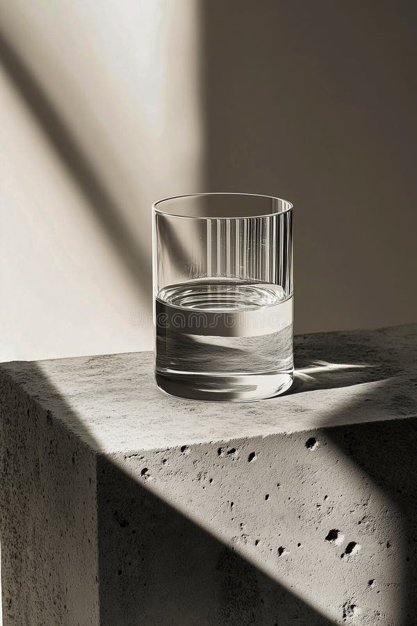 Minimalistic Water Glass Positioned on a Modern Surface. Stock ...