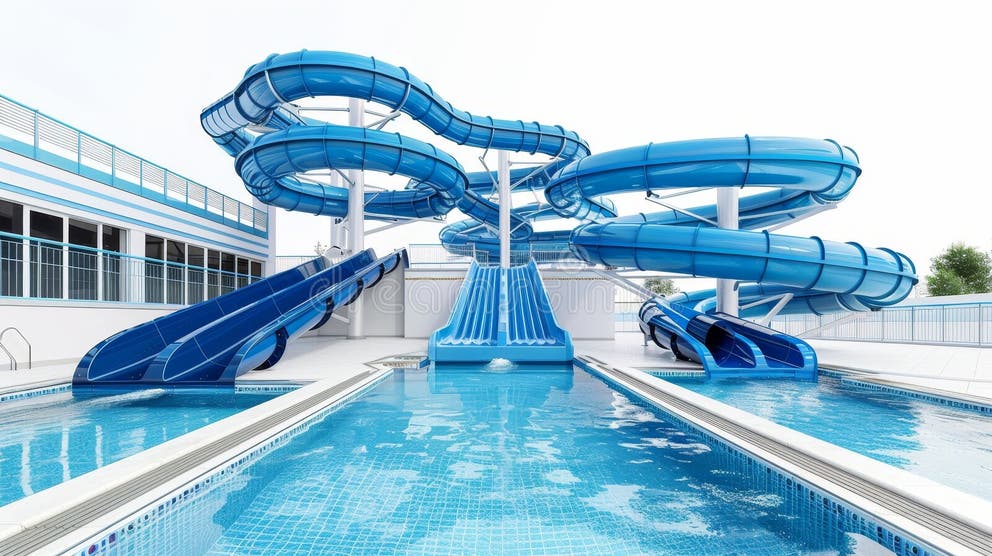 Minimalistic Water Slides and Pools in a Sleek Design on a Pristine ...