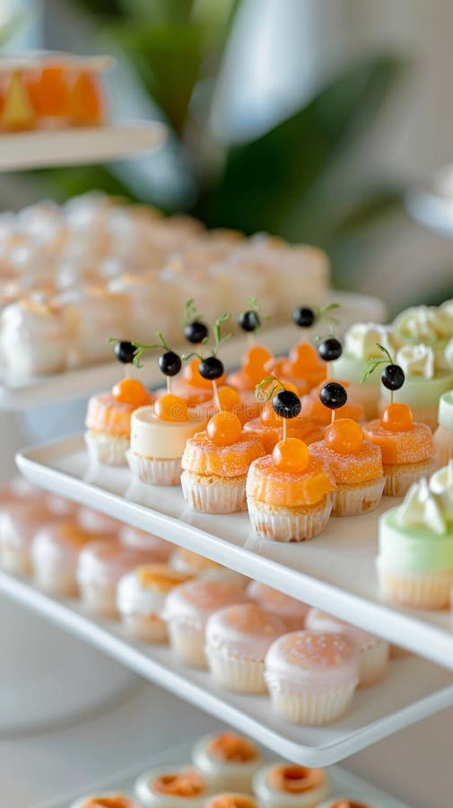 Minimalistic Wedding Dessert Buffet with Assorted Pastries on Bright ...