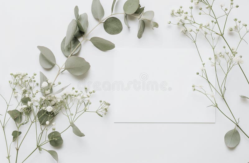 Minimalistic White Background with Eucalyptus Leaves Stock Image ...