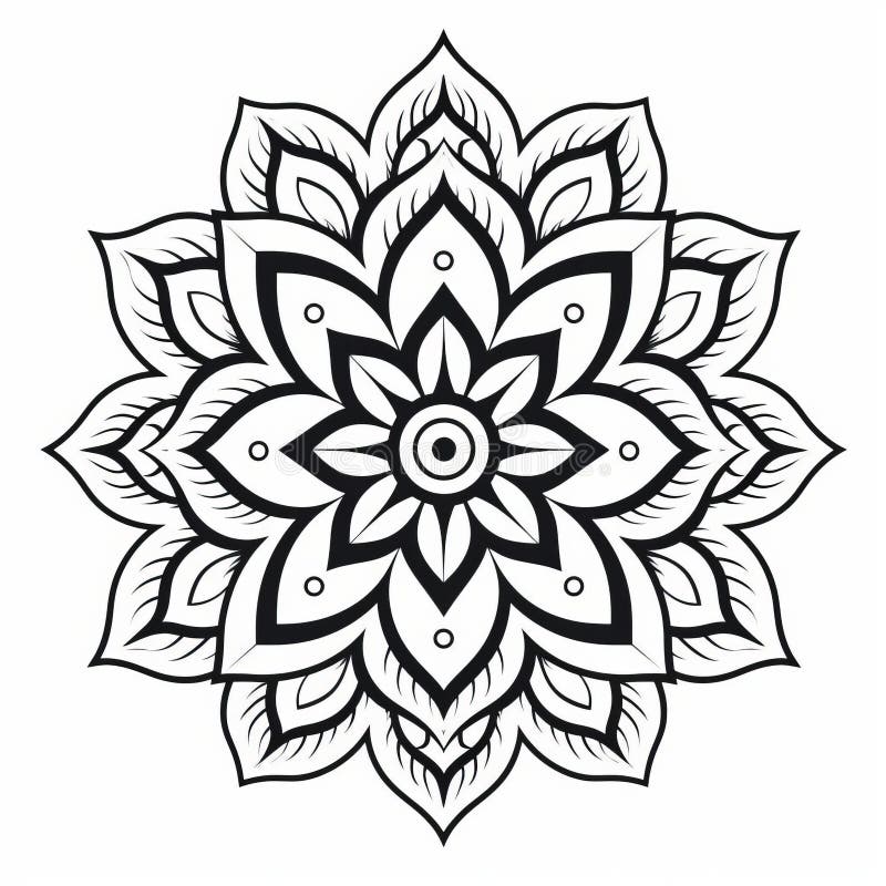 Minimalistic White Background Mandalas Icon Pattern Design Stock ...