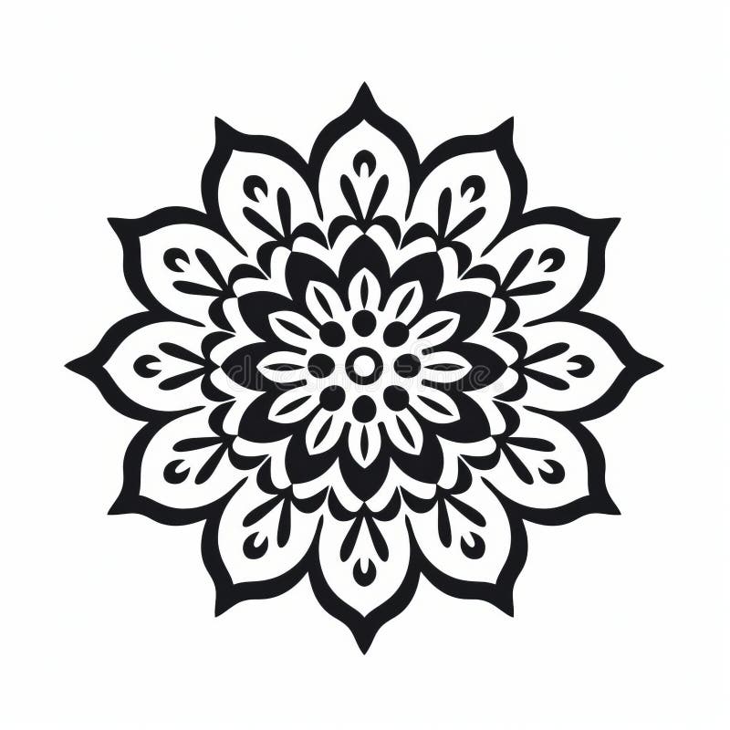 Minimalistic White Background Mandalas Simple Icon Pattern Design Stock ...