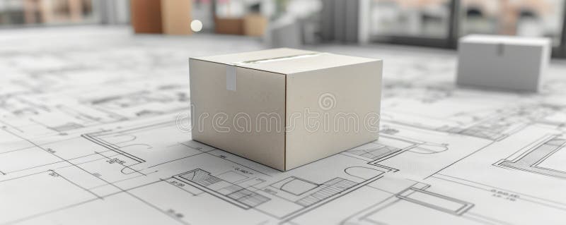 Minimalistic White Box on Architectural Drawings Stock Image - Image of ...