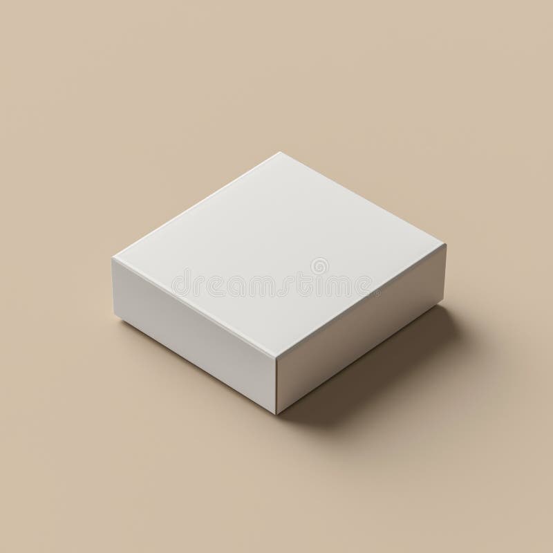 Plain White Box Mockup on a Beige Background for Packaging Design Stock ...