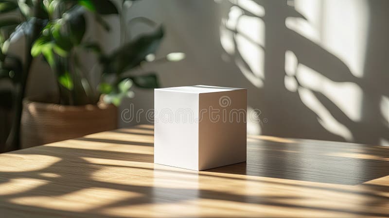 Minimalistic White Box on Table Stock Image - Image of decoration ...