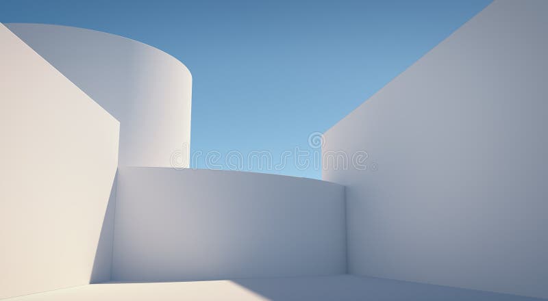 Minimalistic Architecture. White Building Exterior on a Sunny Day Stock ...