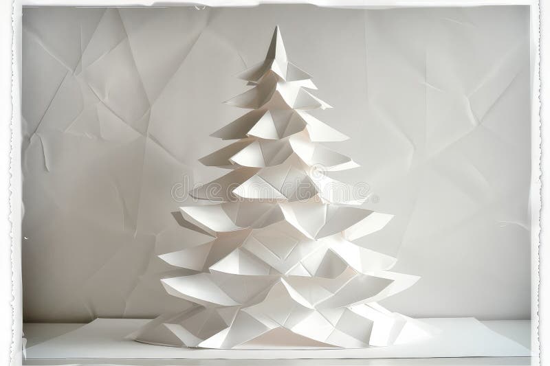 Minimalistic White Christmas Tree Design with Angular Composition on a ...