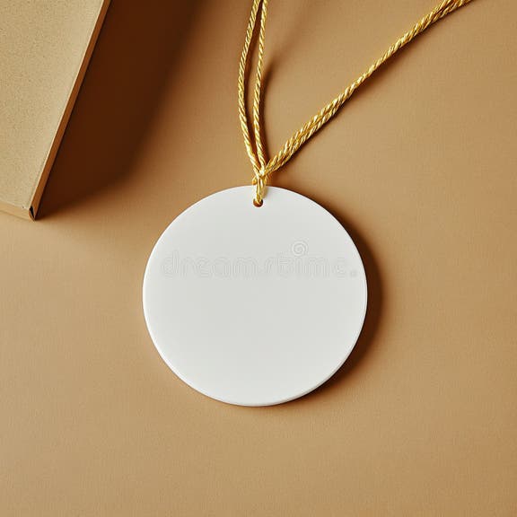 A Minimalistic White Circular Object with a Golden String, Perfect for ...
