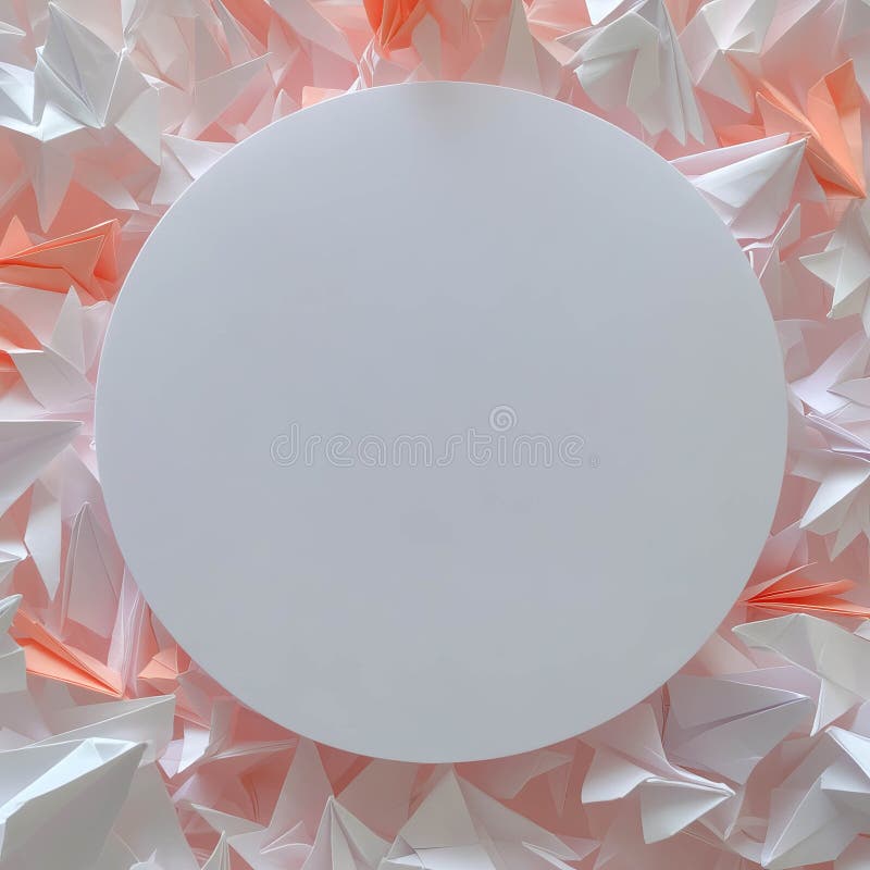 Minimalistic White Circular Podium on Origami Paper Background for ...