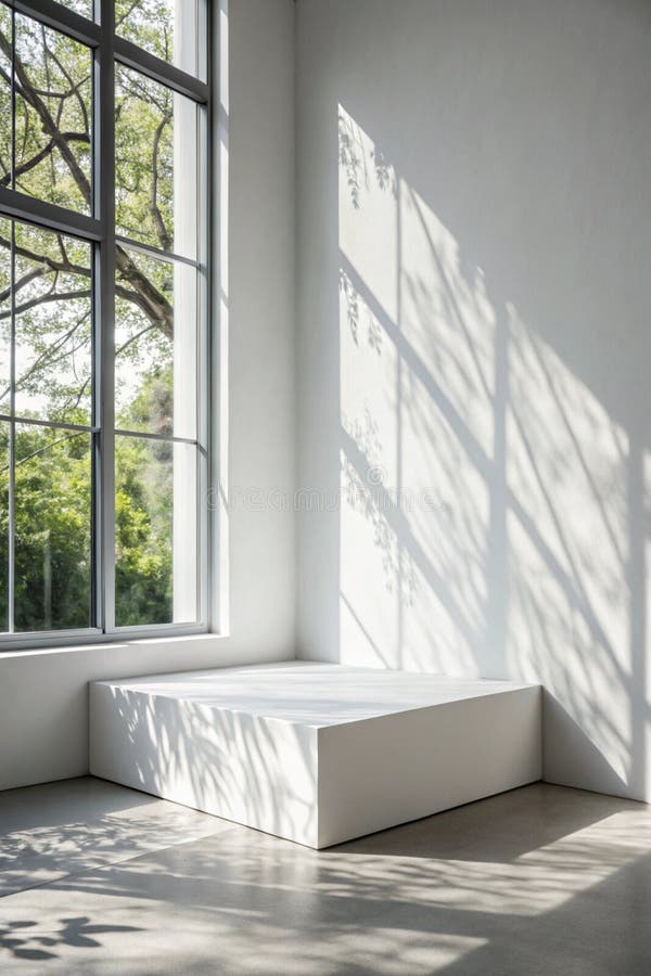 Empty White Corner with Shadows from Window Light Stock Illustration ...