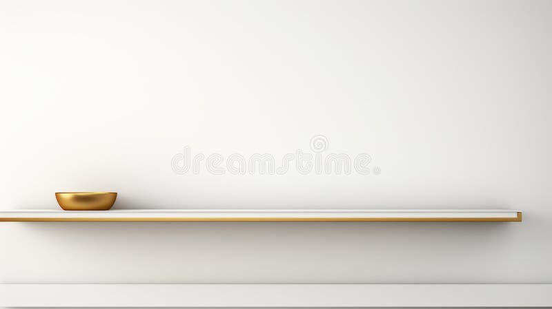 Minimalistic White Corner Shelf with Golden Thin Frame for Canvas Stock ...
