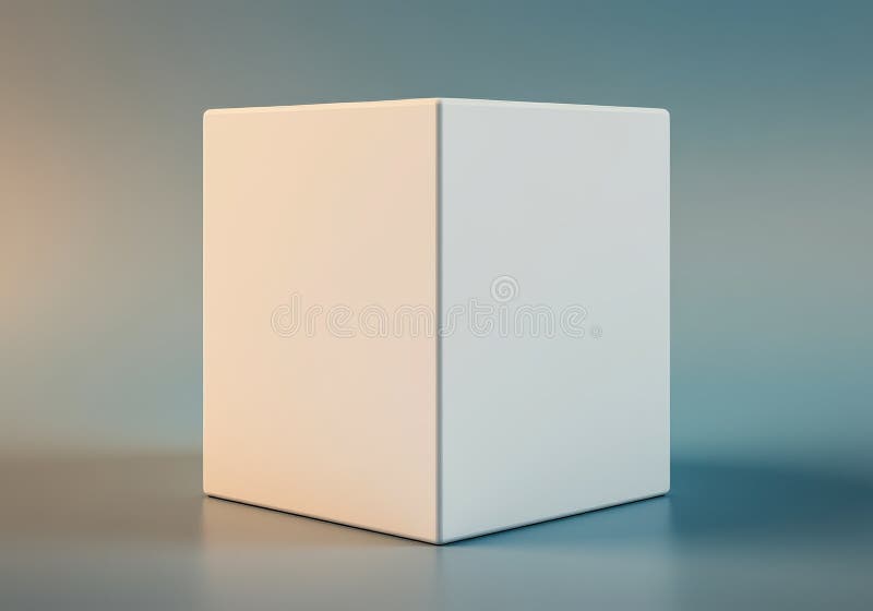 A Minimalistic White Cube on a Flat Surface Stock Illustration ...