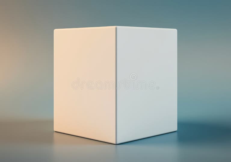 A Minimalistic White Cube on a Flat Surface Stock Illustration ...