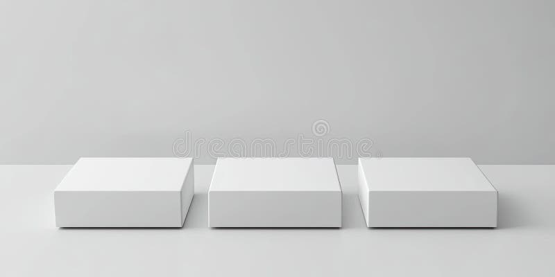 Minimalistic White Cubes Isolated on Light Background, Empty Display ...