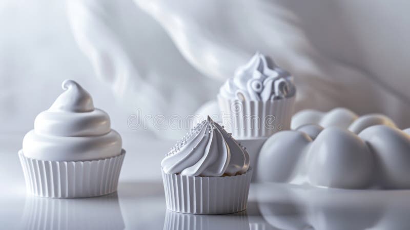 Minimalistic White Cupcakes with Detailed Icing Stock Image - Image of ...