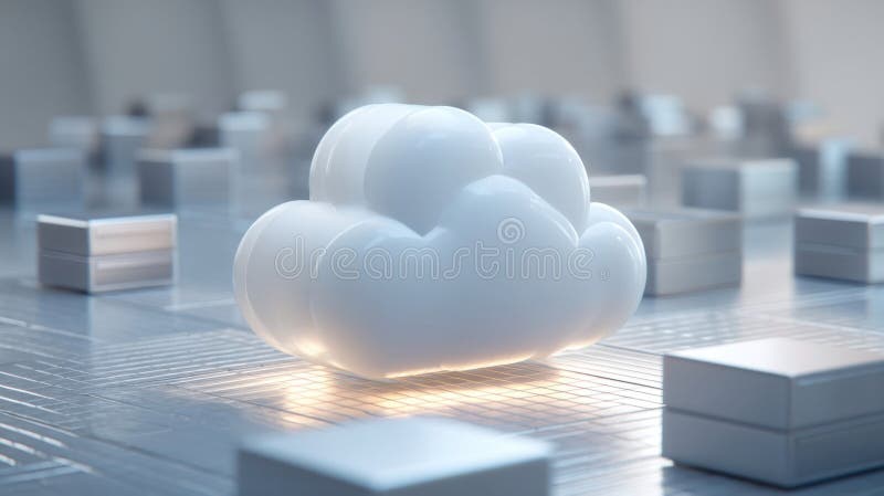 Minimalistic White 3D Cloud Icon, Modern Data Storage and Cloud ...