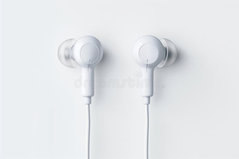 Minimalistic White Earbuds on Plain Background Stock Photo - Image of ...