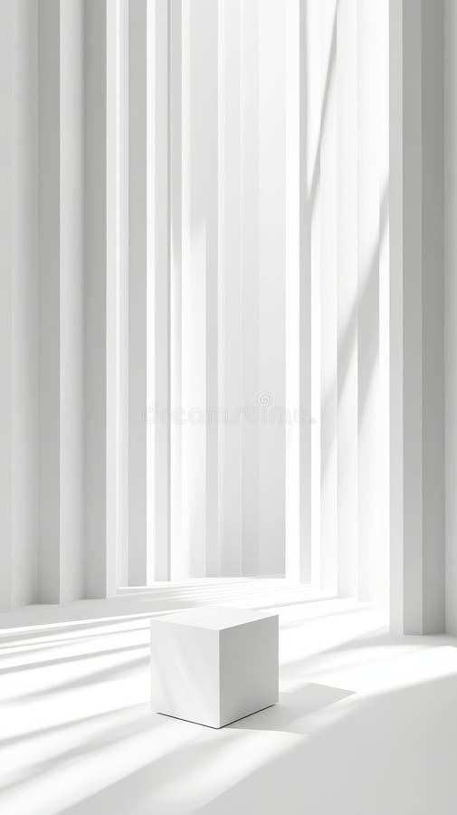 Minimalistic White Geometric Abstract Architecture Interior with Light ...