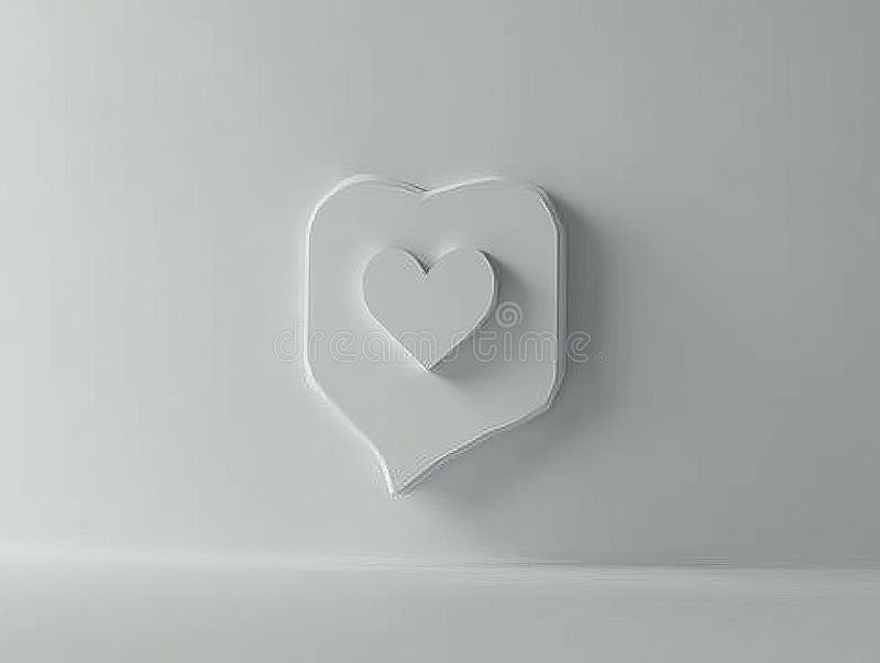 Minimalistic White Heart Shaped Sculpture with Embossed Inner Heart ...