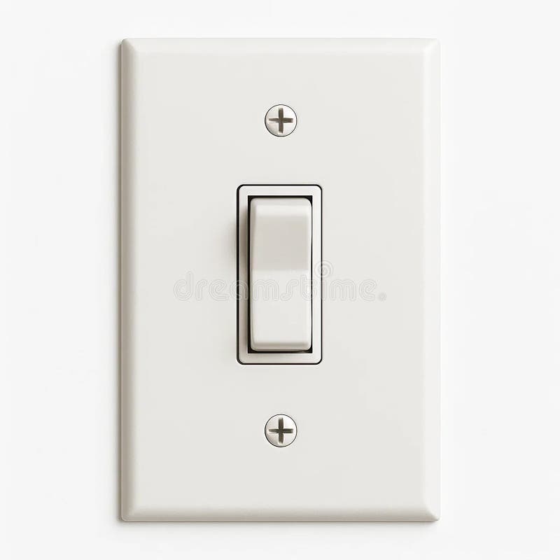Minimalistic White Light Switch on a Clean Wall Background Stock ...