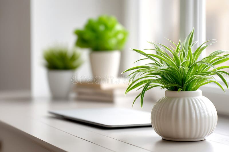 Minimalistic White Office Setting with Soft Natural Light Showcasing ...