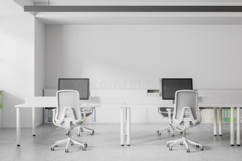 Minimalistic White Open Space Office Interior Stock Illustration ...