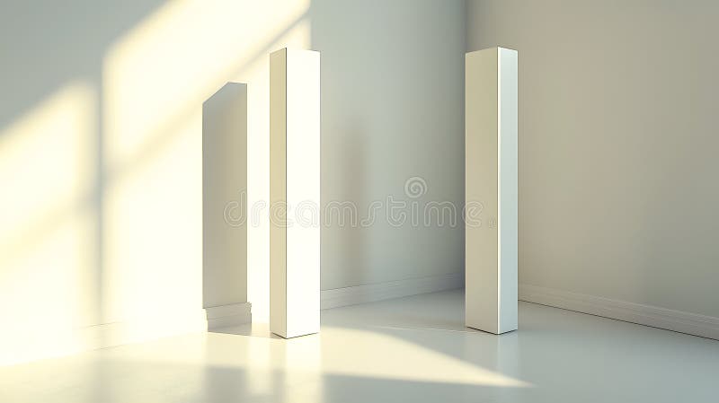 Minimalistic White Pillars in a Bright Room Stock Illustration ...