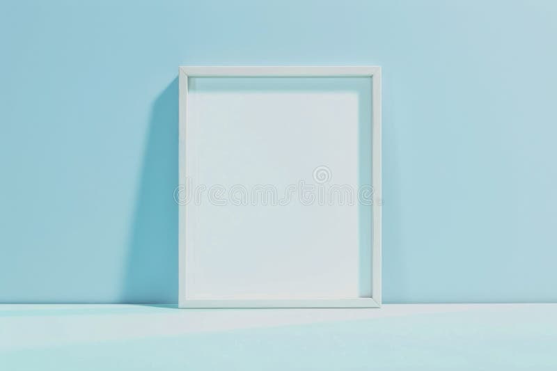 Minimalistic White Poster Frame on Light Blue Background - Blank Space ...