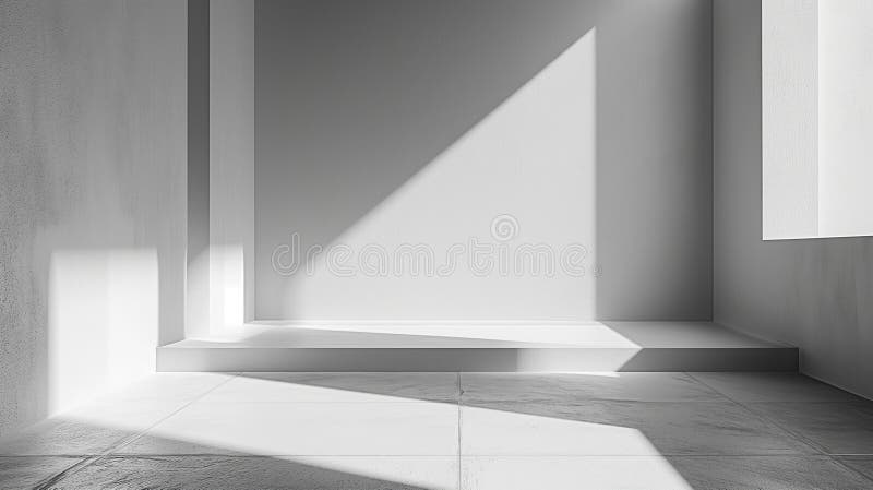 Minimalistic White Room Interior with Podium. Abstract Architecture ...