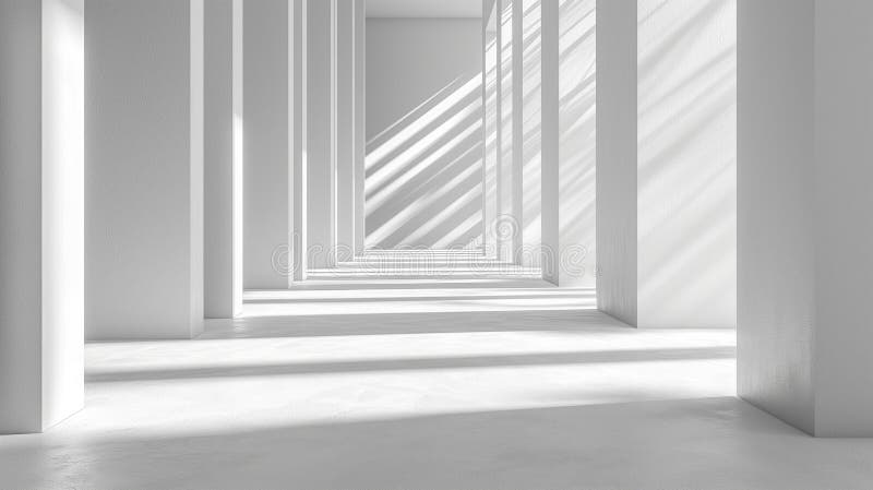 Minimalistic White Room Interior with Podium. Abstract Architecture ...