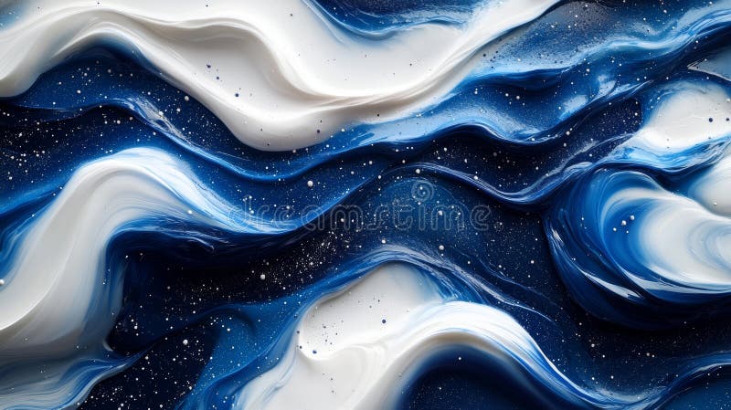 Minimalistic White and Royal Deep Blue Striped Blobs Abstract ...