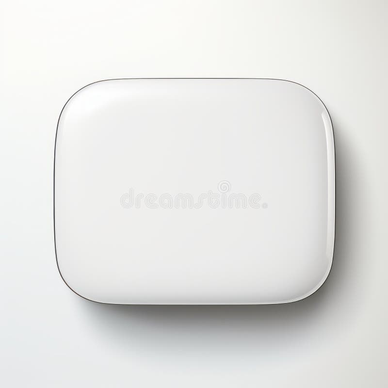 Minimalistic White Square Button on Grey Background Stock Illustration ...