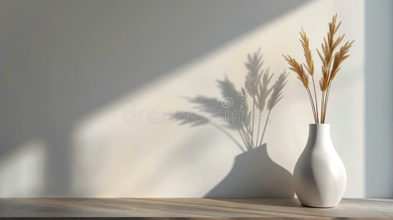 Minimalistic White Vase with Shadows on a Wall Stock Photo - Image of ...