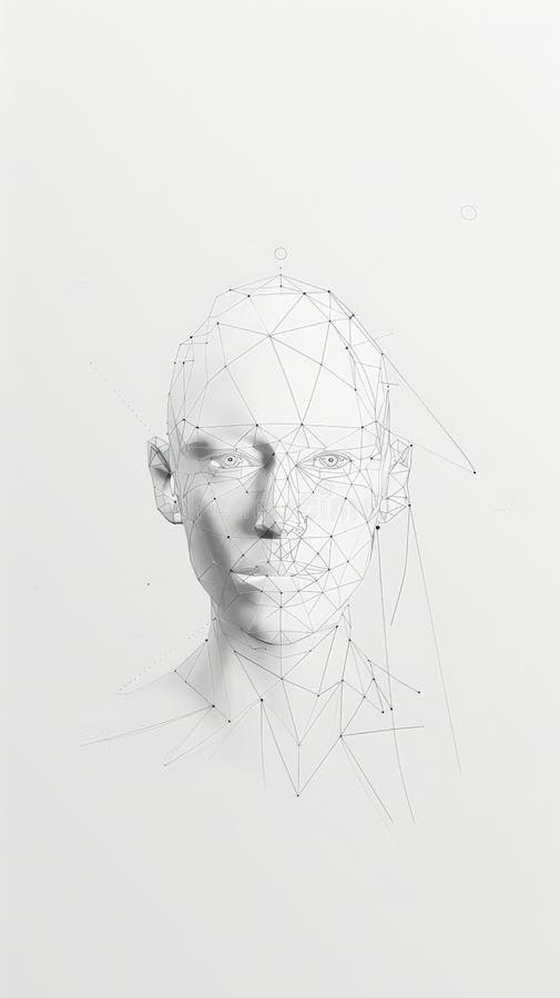 Minimalistic Wireframe of a Human Face on White Background. Concept of ...