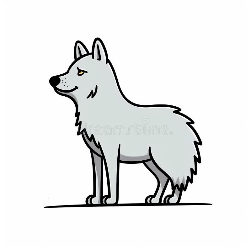 Minimalistic Wolf Cartoon Doodle Line Art Stock Illustration ...
