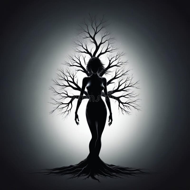 A Minimalistic Woman Tree Vector Illustration Stock Illustration ...