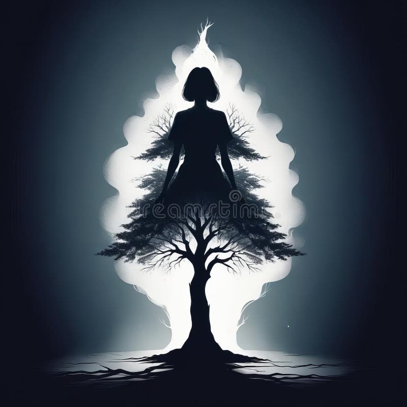 A Minimalistic Woman Tree Vector Illustration Stock Illustration ...