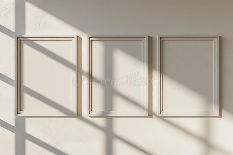 Minimalistic Wooden Empty Frames, Set of 3, for Mockup on Neutral Boho ...