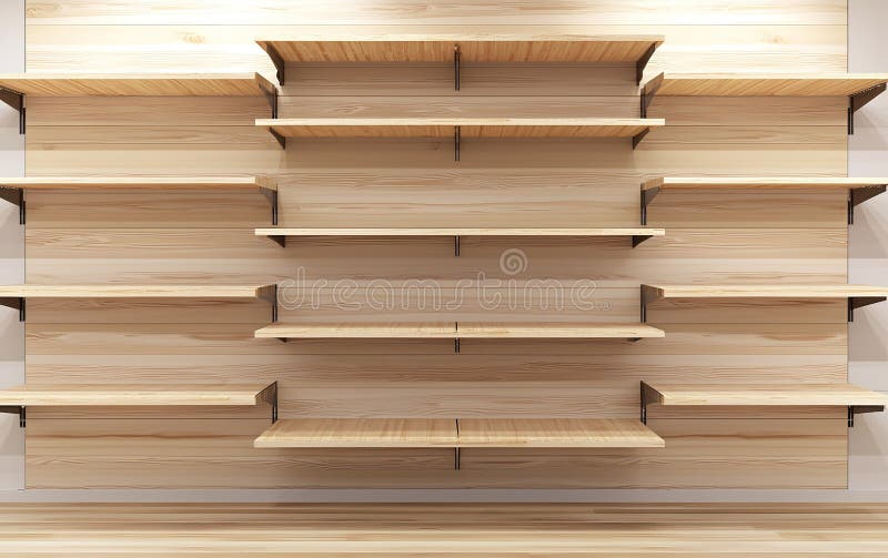 Minimalistic Wooden Shelving Unit with Multiple Shelves in a Modern ...