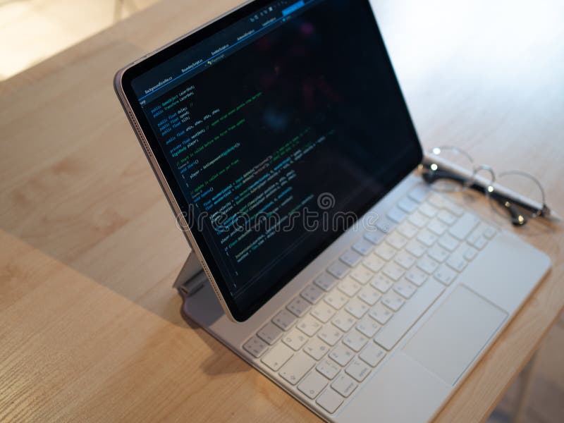 A Minimalistic Workplace for a Designer or Developer. a Laptop Stock ...