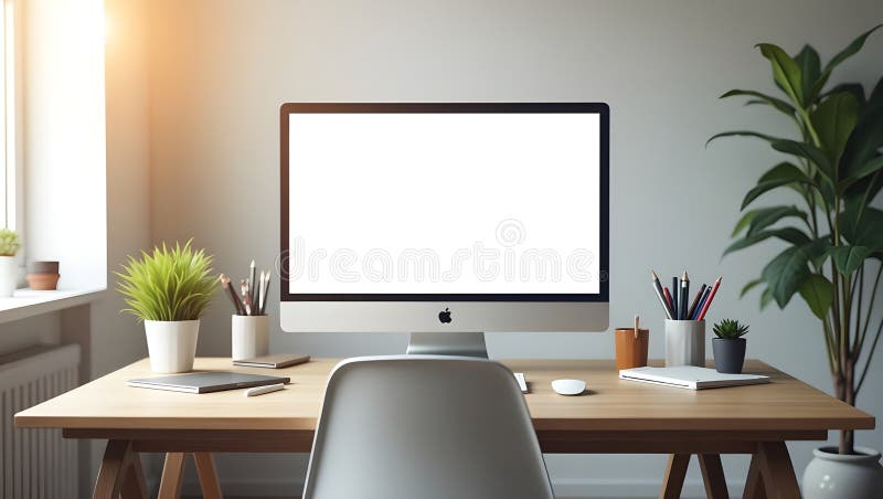 Minimalistic Workspace with Large Windows. Generative Ai Stock Illustration - Illustration of ...