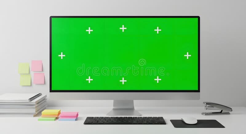 Green Screen Desktop Setup stock image. Image of flatlay - 370895101