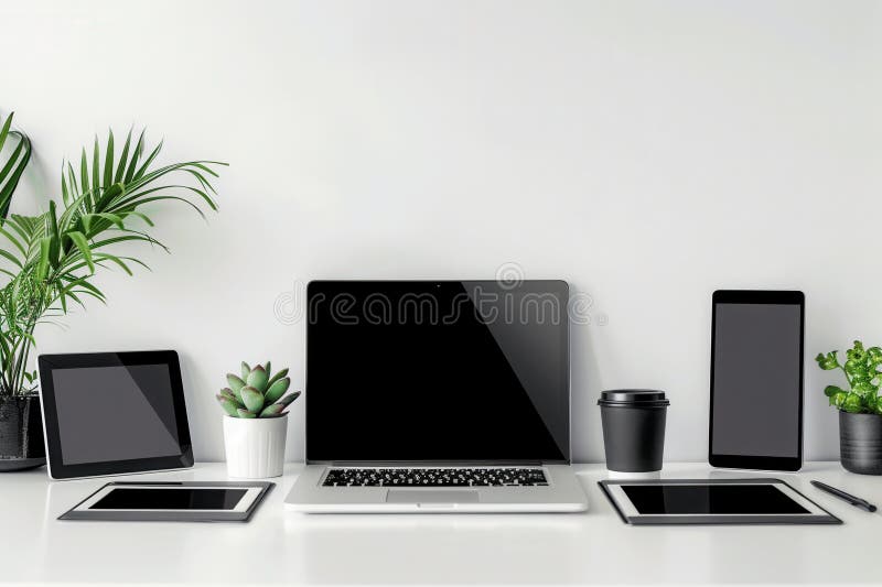 A Minimalistic Workspace Showcasing Modern Laptops and Tablets with ...