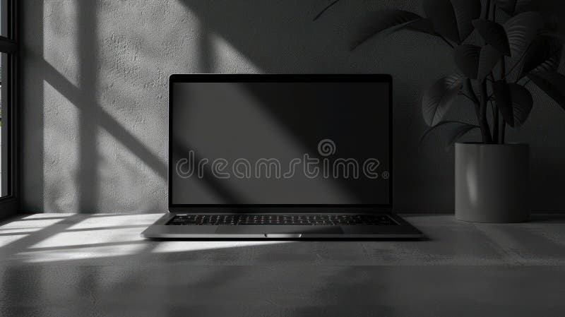 A Sleek, Modern Blank Screen Laptop in a Minimalist Setting with ...