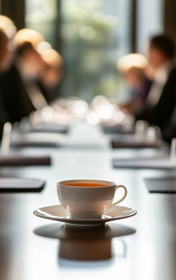 Minimalistic Workspace with a Tea Cup on a Meeting Table during Daytime ...