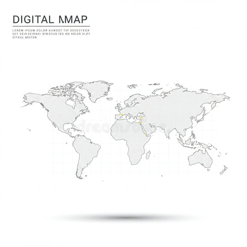 Minimalistic World Map with Dotted Outlines Representing Continents ...